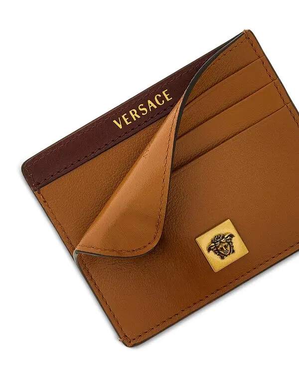 Versace Flat Leather Card Case - Leather-go