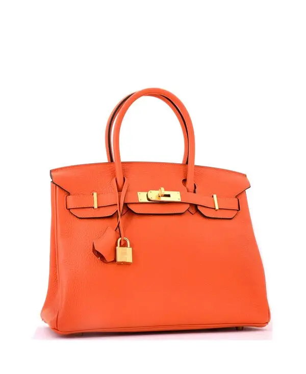 Hermès Birkin 30 Handbag Orange Clemence With Gold Hardware