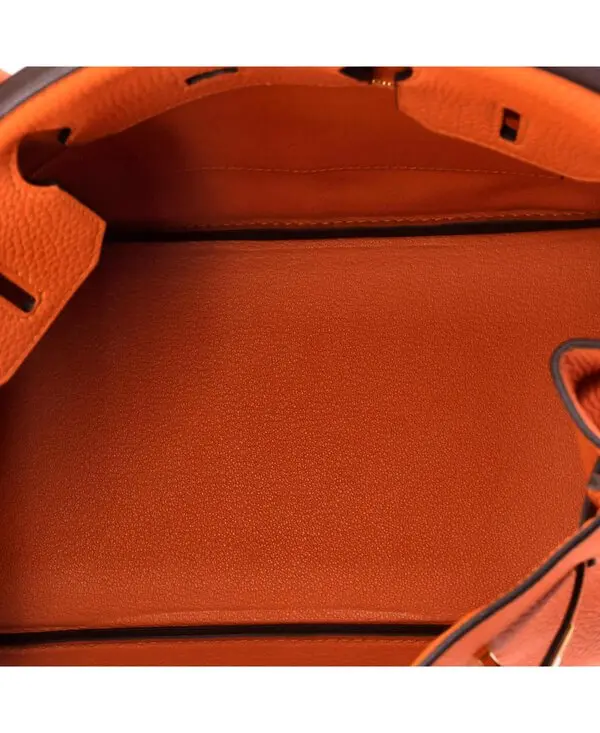 Hermès Birkin 30 Handbag Orange Clemence With Gold Hardware