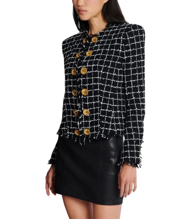 Balmain Cropped Tweed Jacket