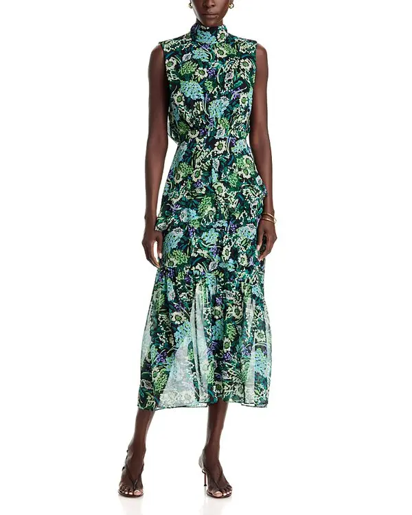 Saloni Fleur Ruffle Midi Dress