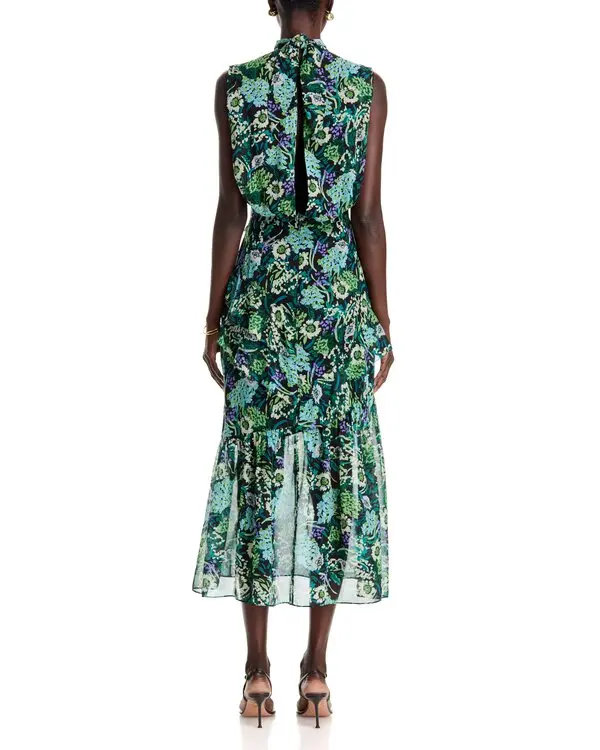Saloni Fleur Ruffle Midi Dress