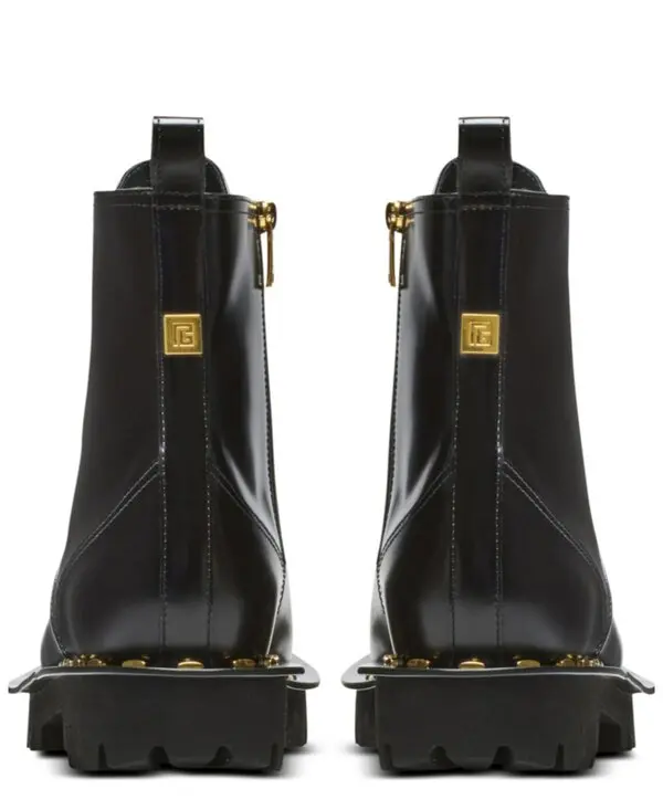 Balmain Glazed Leather Army Boots