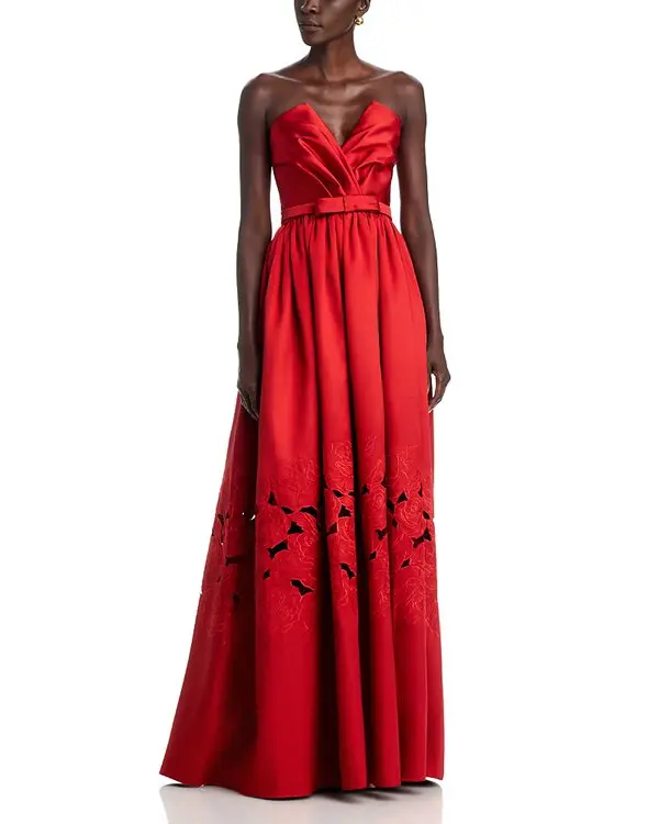 Theia Lena Embroidered Mikado Gown