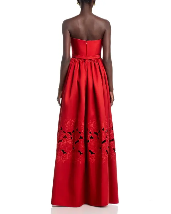 Theia Lena Embroidered Mikado Gown