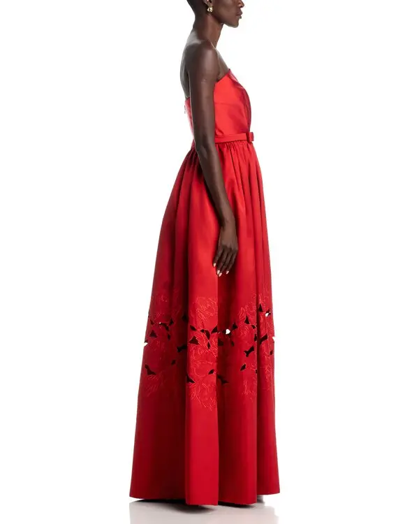 Theia Lena Embroidered Mikado Gown