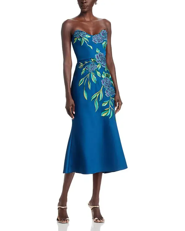 Theia Emmeline Floral Embroidered Column Dress