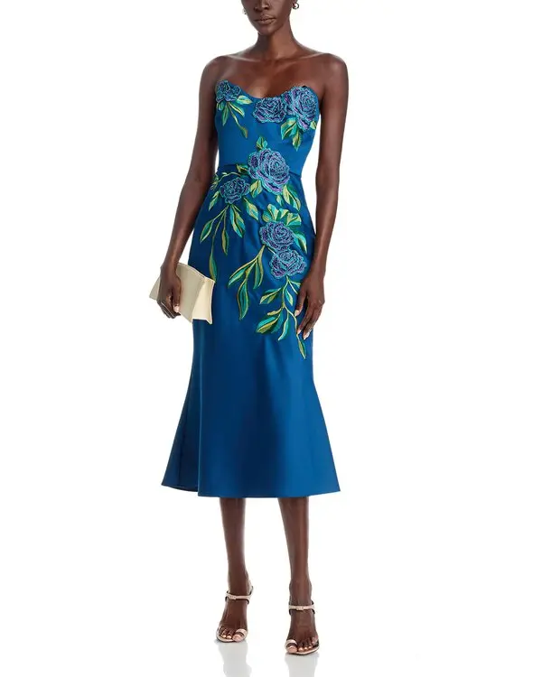 Theia Emmeline Floral Embroidered Column Dress