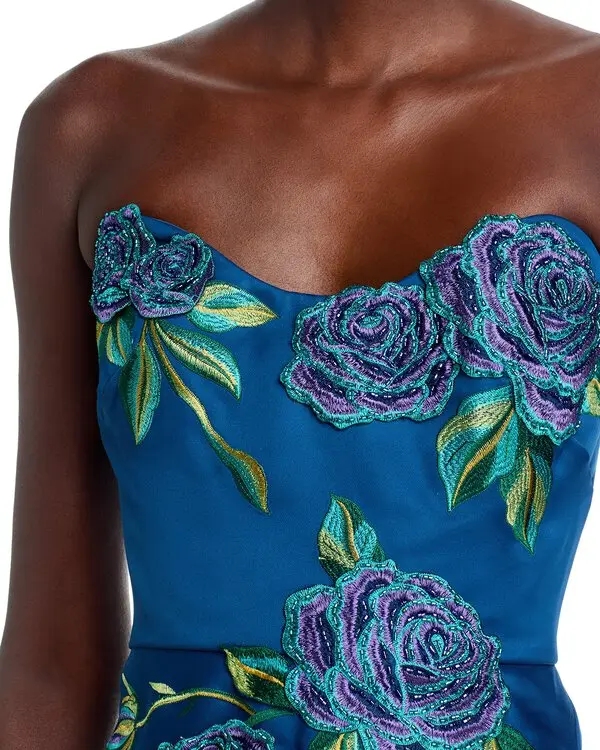 Theia Emmeline Floral Embroidered Column Dress