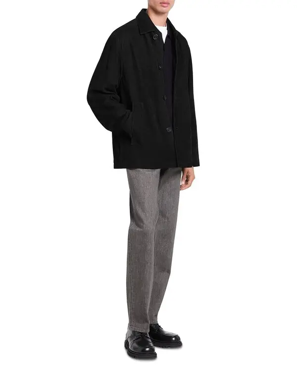 Theory Luxe Element Four Button Suede Car Coat