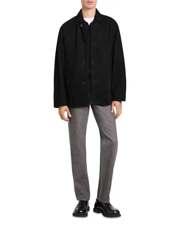 Theory Luxe Element Four Button Suede Car Coat