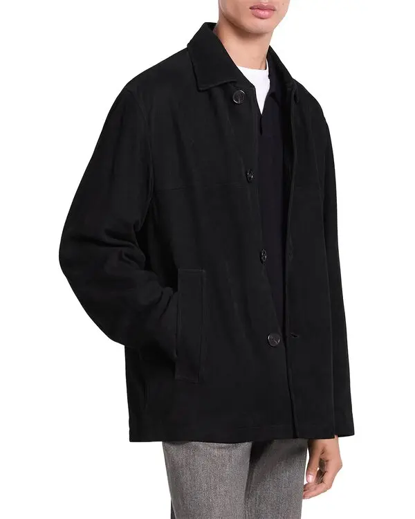 Theory Luxe Element Four Button Suede Car Coat