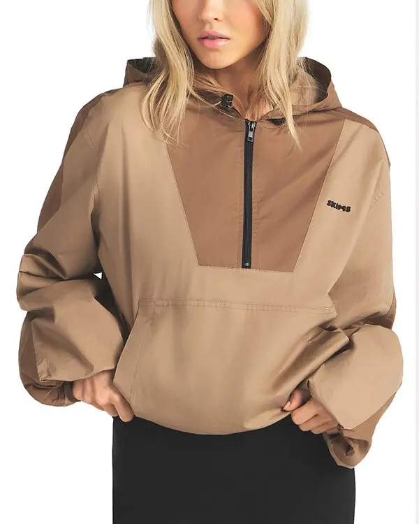 SKIMS Woven Cotton Half Zip Pullover - Desert