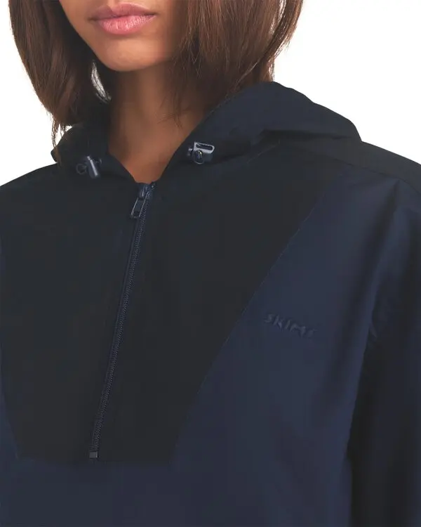SKIMS Woven Cotton Half Zip Pullover - Navy