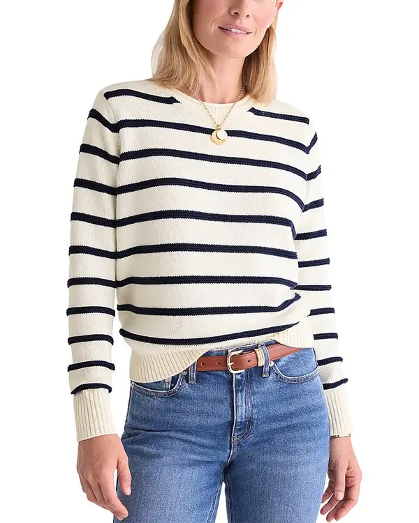 Vineyard Vines Cotton Roll Neck Sweater - Marshmallow/ Navy
