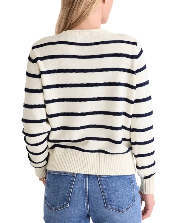 Vineyard Vines Cotton Roll Neck Sweater - Marshmallow/ Navy