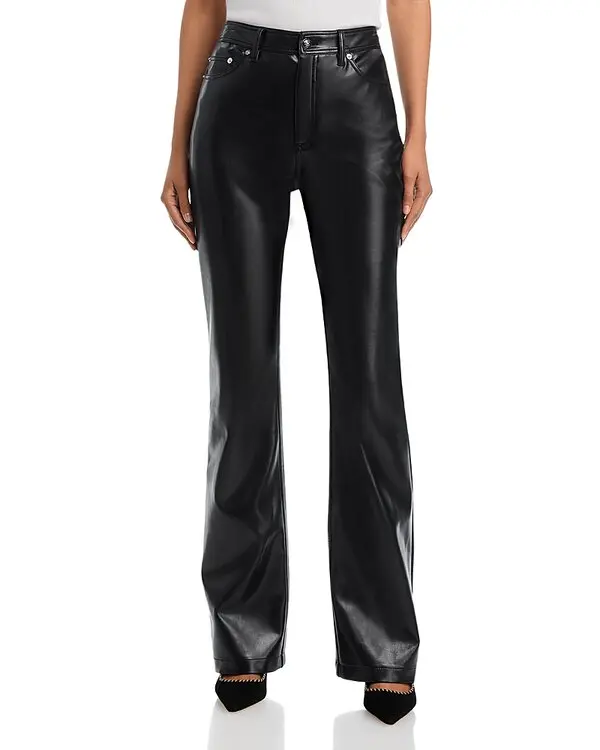 Cinq À Sept Stevie Faux Leather Mid Rise Bootcut Jeans - Black