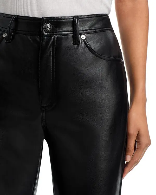 Cinq À Sept Stevie Faux Leather Mid Rise Bootcut Jeans - Black