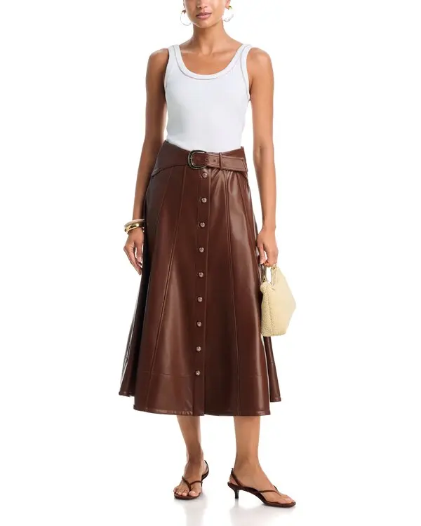 Cinq À Sept Briony Faux Leather Midi Skirt