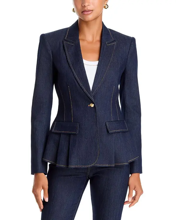Cinq À Sept Arlene Denim Flare Hem Blazer
