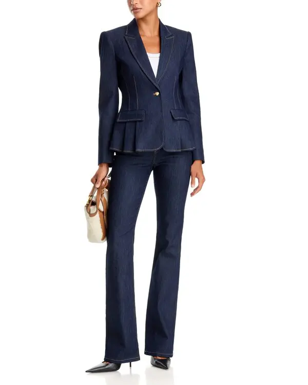 Cinq À Sept Arlene Denim Flare Hem Blazer
