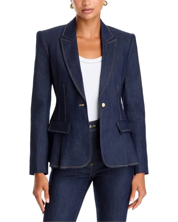 Cinq À Sept Arlene Denim Flare Hem Blazer