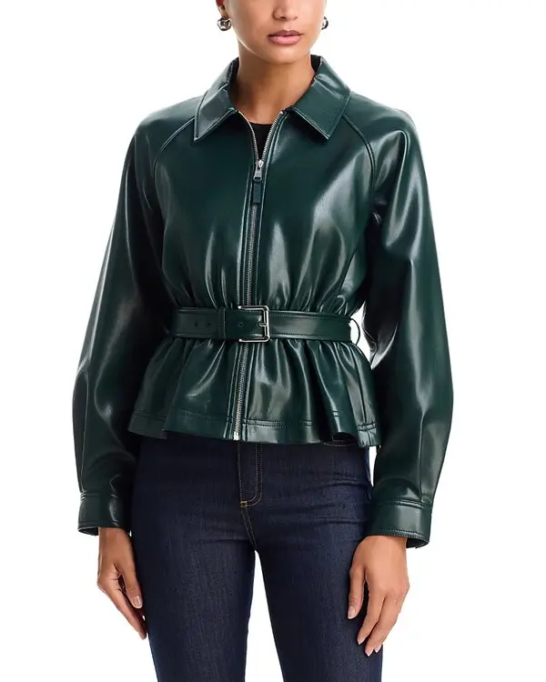 Cinq À Sept Briar Faux Leather Belted Jacket