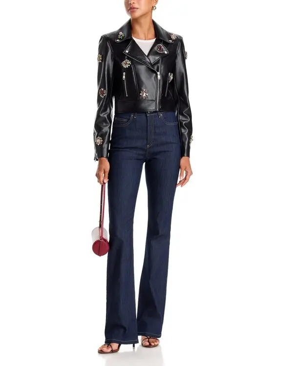 Cinq À Sept Genevieve Baroque Patches Faux Leather Jacket