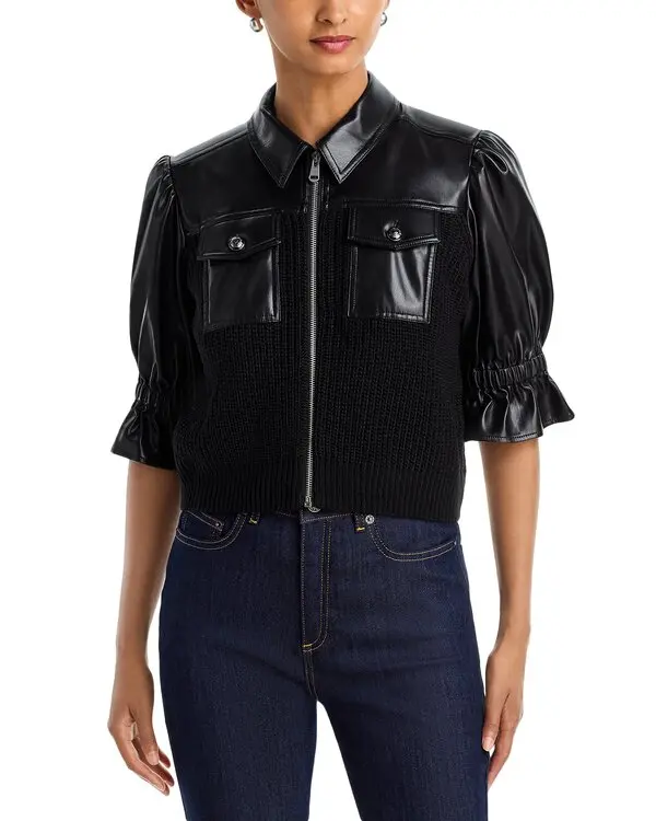 Cinq À Sept Holly Mixed Media Jacket - Black/black