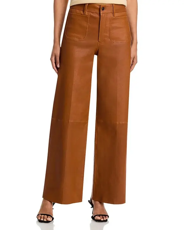 FRAME Leather Slim Palazzo Modernist Pocket Jeans