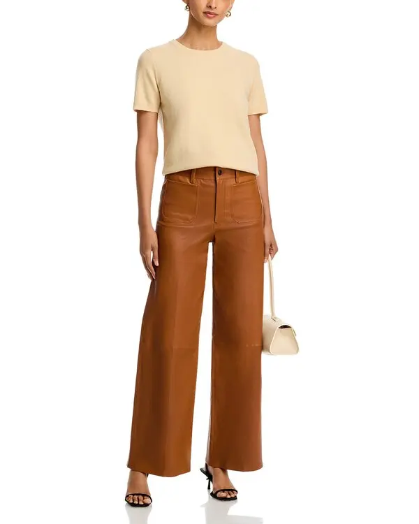 FRAME Leather Slim Palazzo Modernist Pocket Jeans
