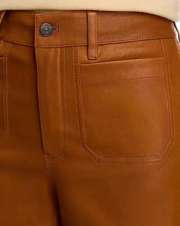FRAME Leather Slim Palazzo Modernist Pocket Jeans