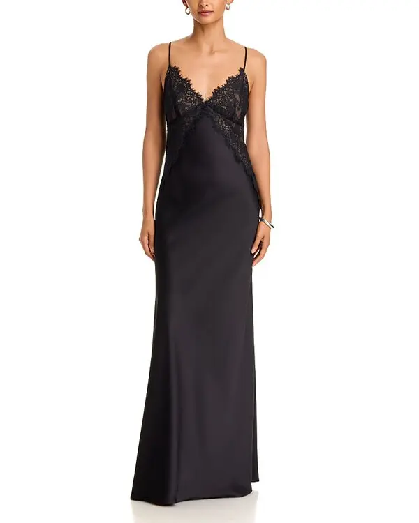 Aqua Lace Bodice Satin Slip Dress Exclusive