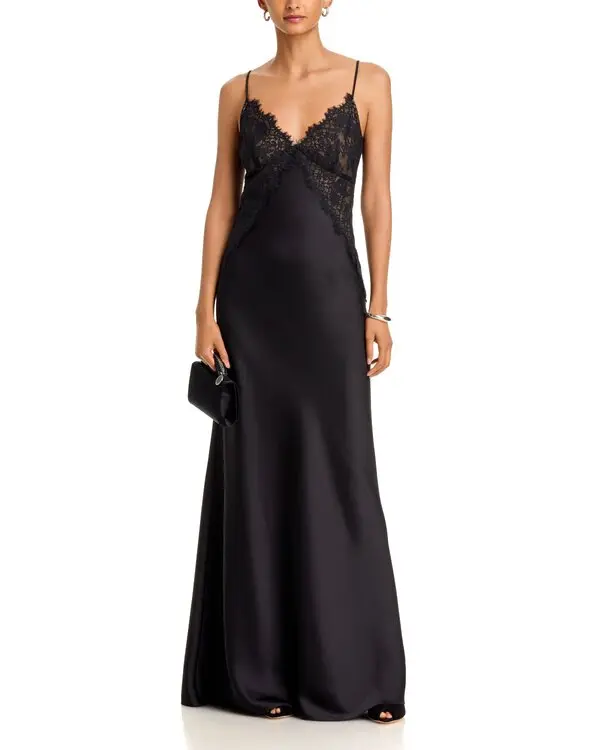 Aqua Lace Bodice Satin Slip Dress Exclusive