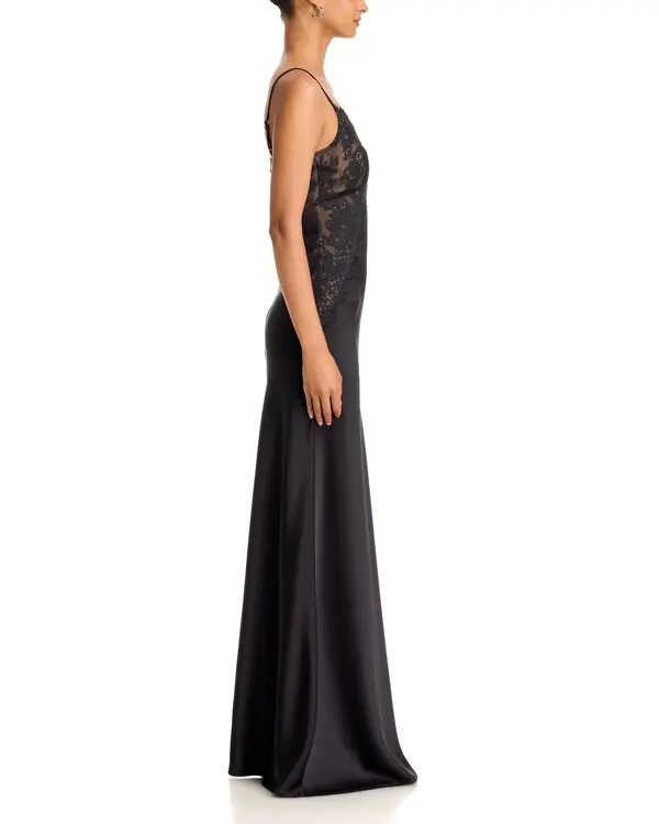 Aqua Lace Bodice Satin Slip Dress Exclusive