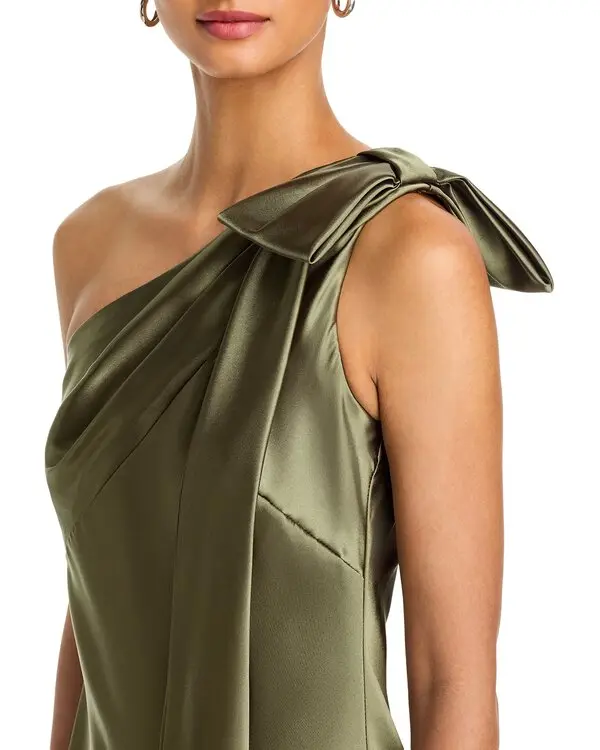 Aqua One Shoulder Satin Column Gown Exclusive