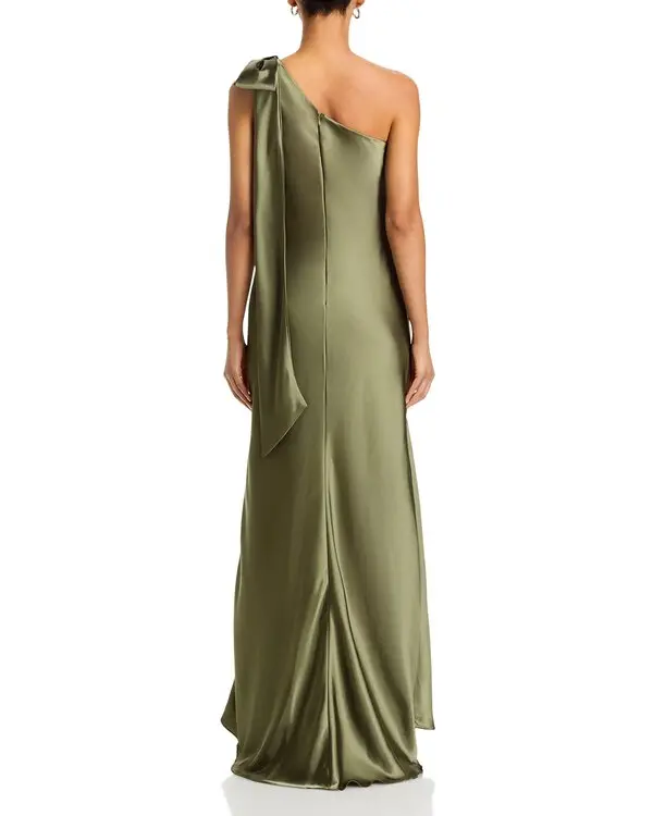 Aqua One Shoulder Satin Column Gown Exclusive