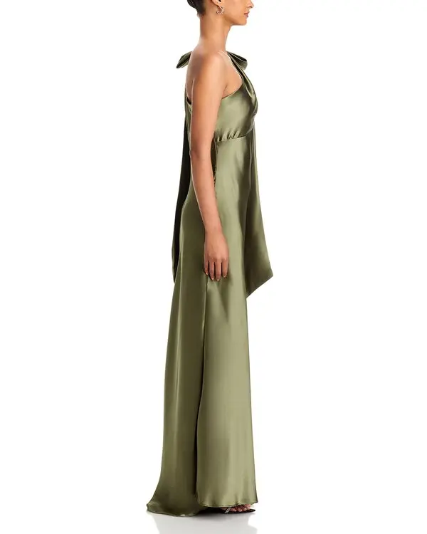 Aqua One Shoulder Satin Column Gown Exclusive