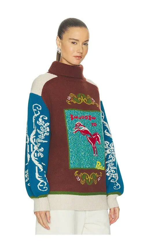 ALEMAIS Lasso Patchwork Knit Sweater In Brown
