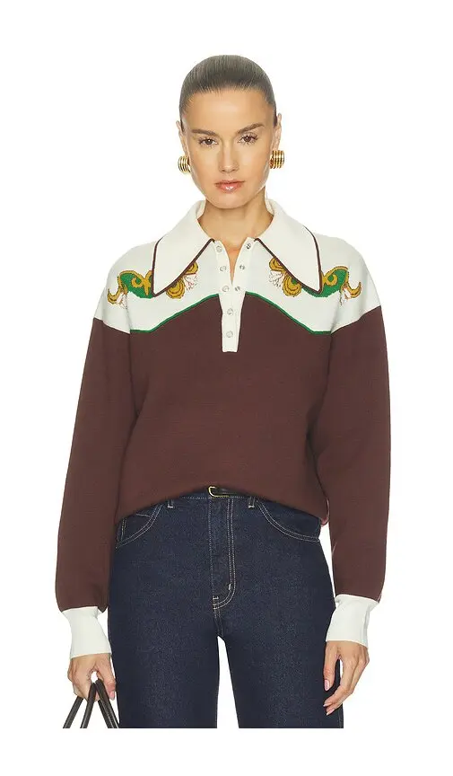 ALEMAIS Lasso Knit Polo In Brown