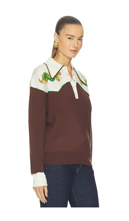 ALEMAIS Lasso Knit Polo In Brown
