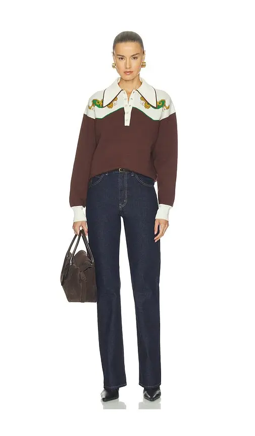 ALEMAIS Lasso Knit Polo In Brown