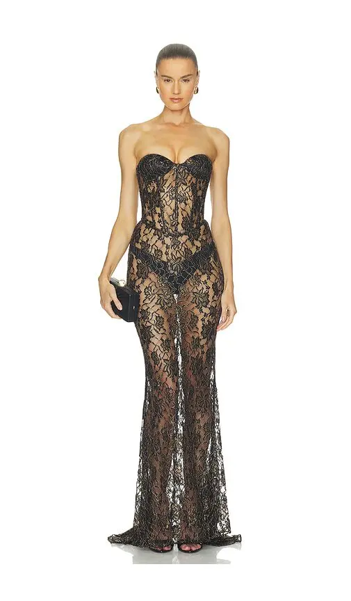 THE NEW ARRIVALS ILKYAZ OZEL Evelyn Dress In Black - Dark