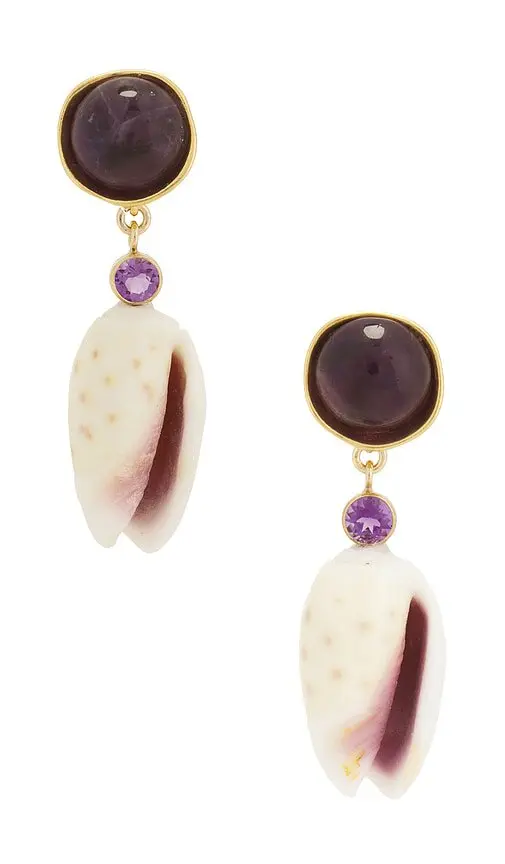 Brinker & Eliza Berry Tide Earrings In Purple - Amethyst & Shell