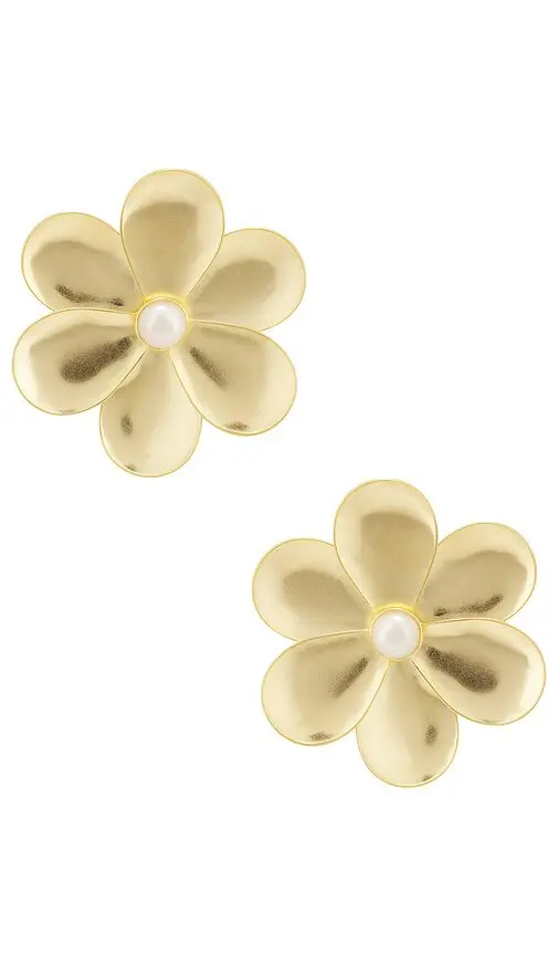 Brinker & Eliza Flora Earrings In Metallic - Gold