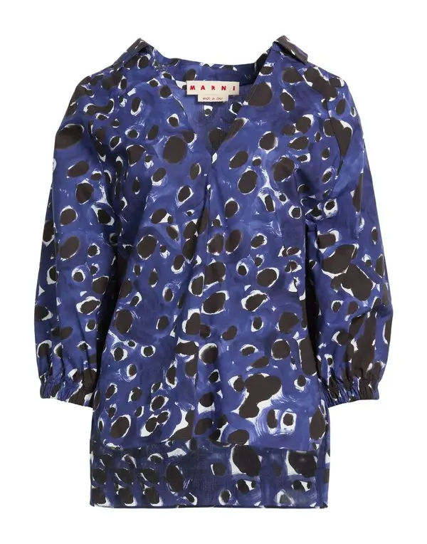 Marni Cotton Poplin Printed V-neck Top