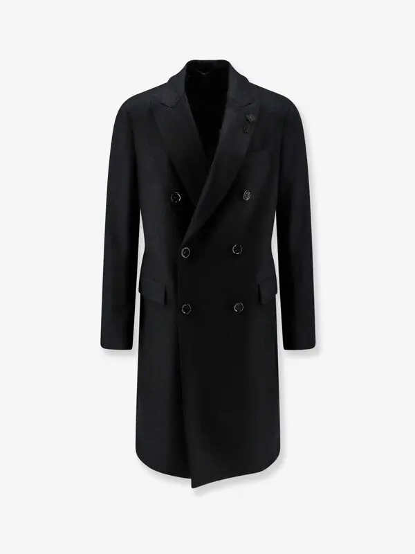 LARDINI Double-breasted Herringbone Coat