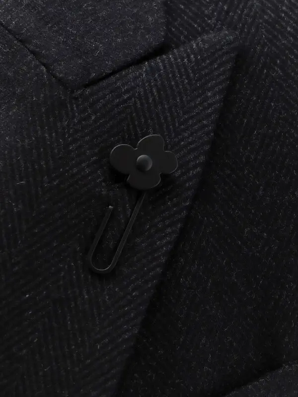 LARDINI Double-breasted Herringbone Coat