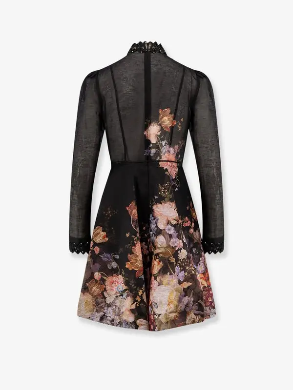 Zimmermann Valiant Embellished Mini Linen And Silk Dress