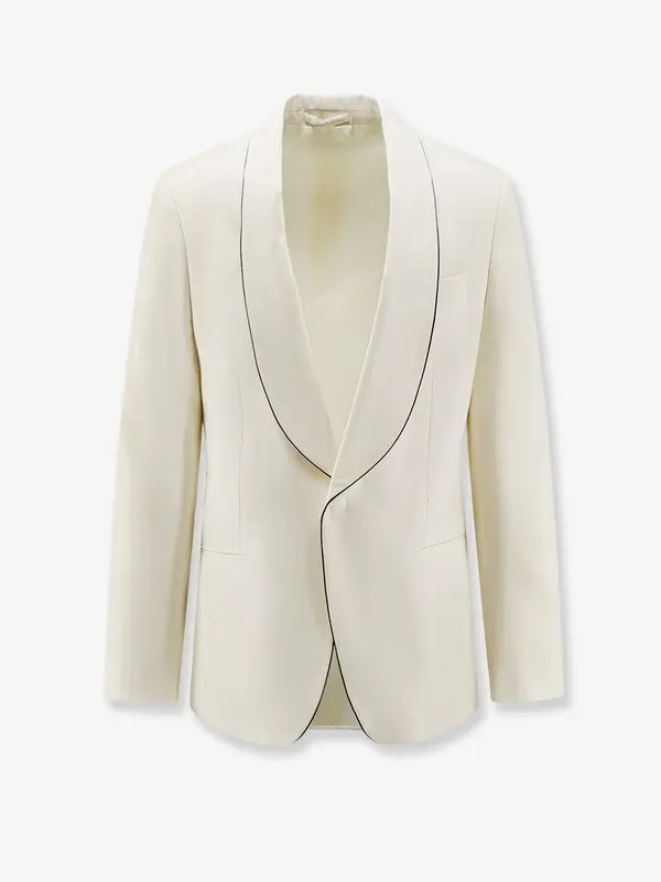 LARDINI Wool Blend Blazer With Contrasting Profiles